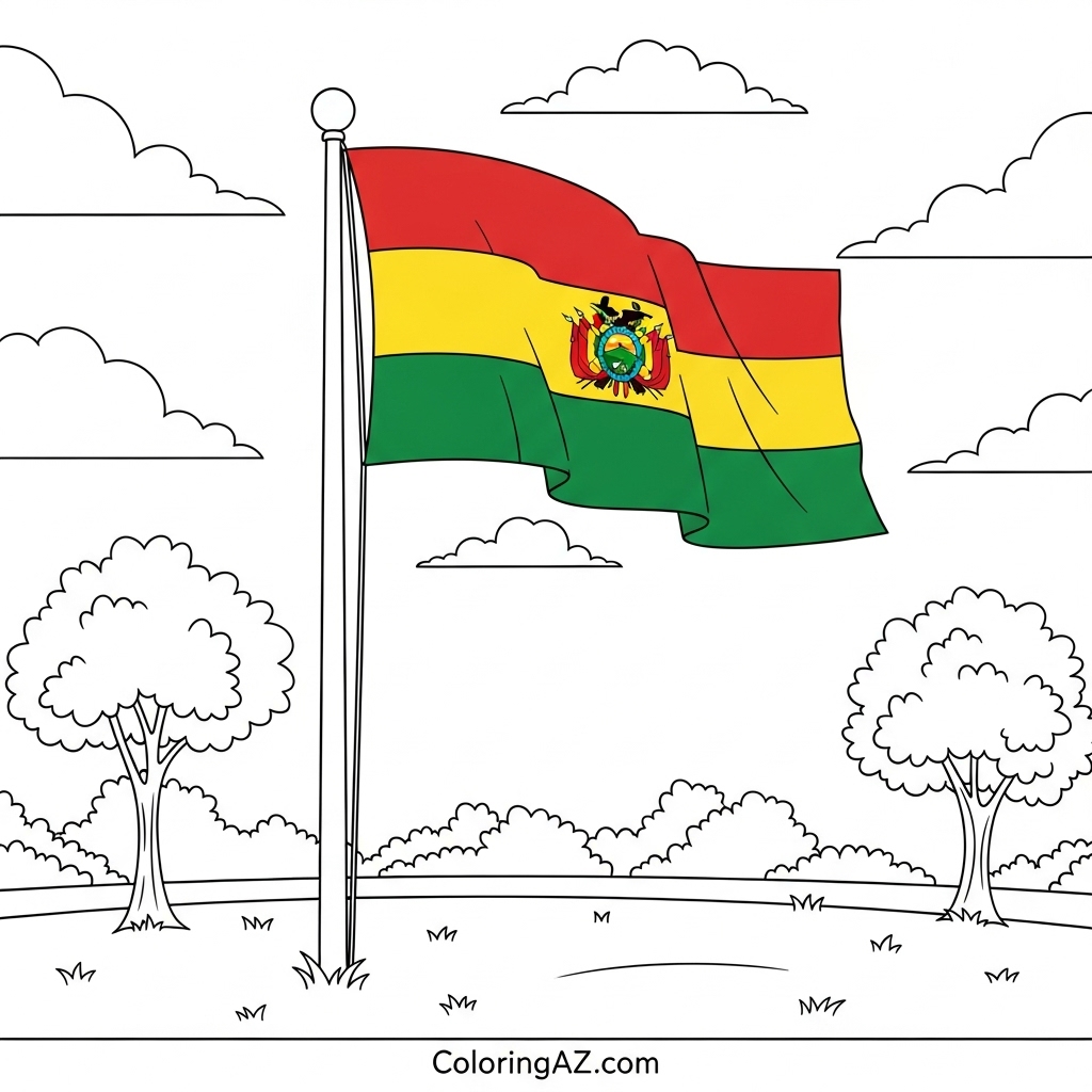 Bolivia Flag Printable Coloring Pages for Kids