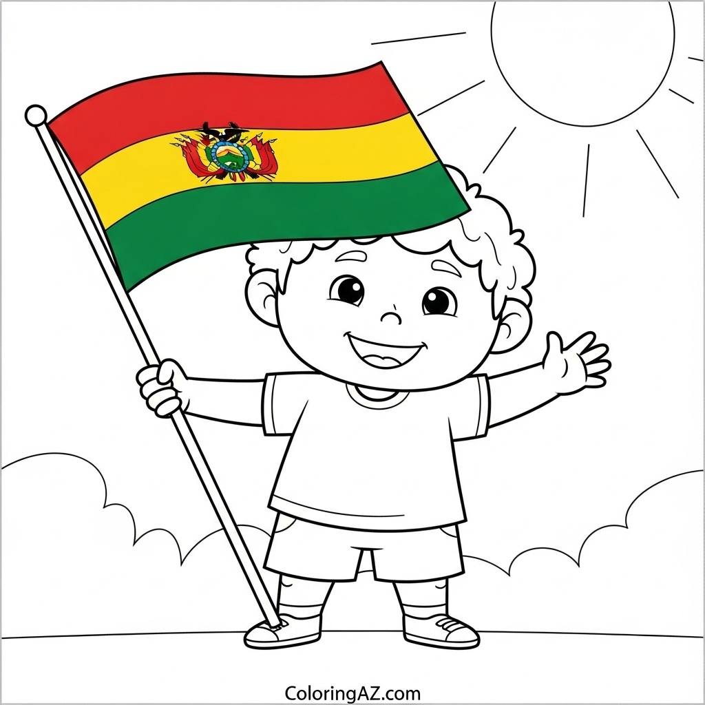 Bolivia Flag Printable Coloring Pages for Kids