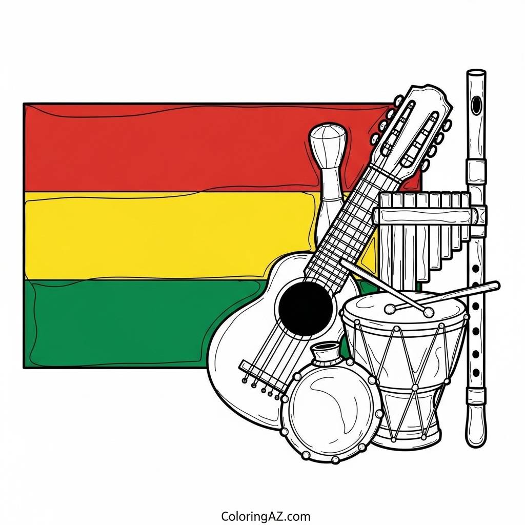 Bolivia Flag Printable Coloring Pages for Kids